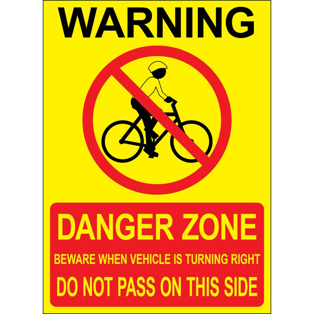 CD-012 Warning Danger Zone Bicycle Pass Decal - Carroll Printing