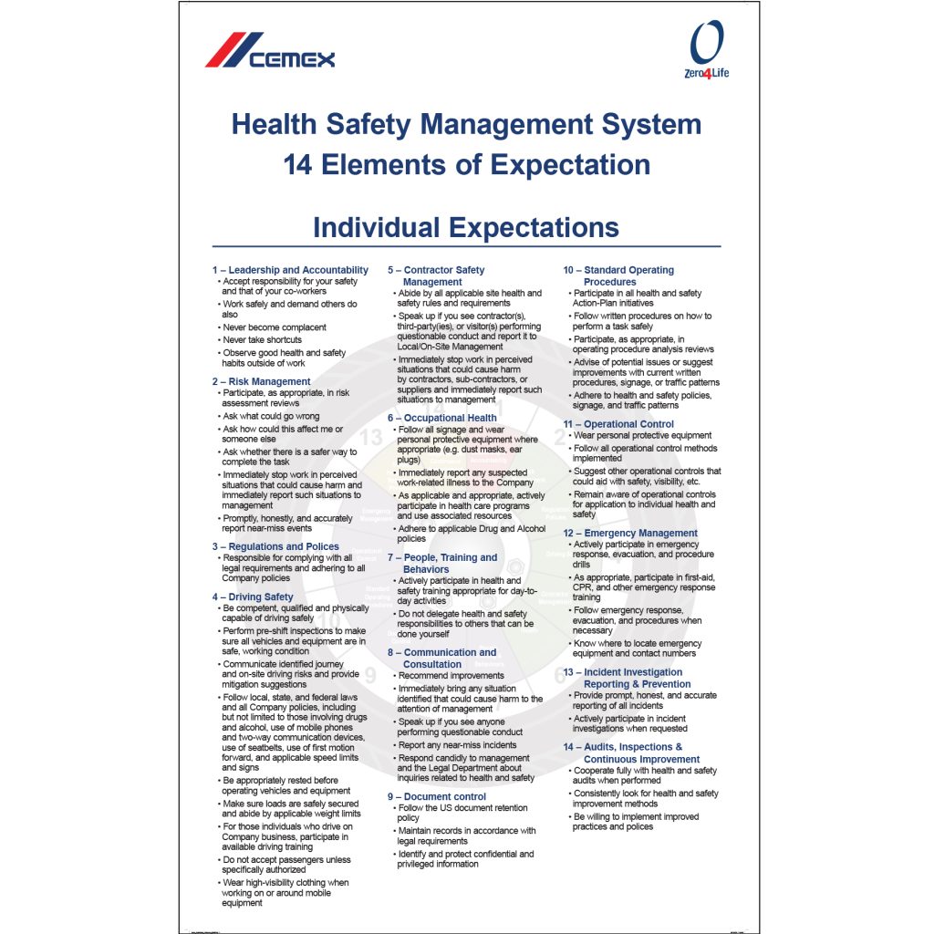 CP-009 Cemex Health Safety 15 Elements - Carroll Printing